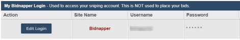 Your MY ACCOUNT Menu – Bidnapper