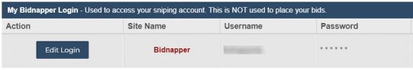 Your MY ACCOUNT Menu – Bidnapper
