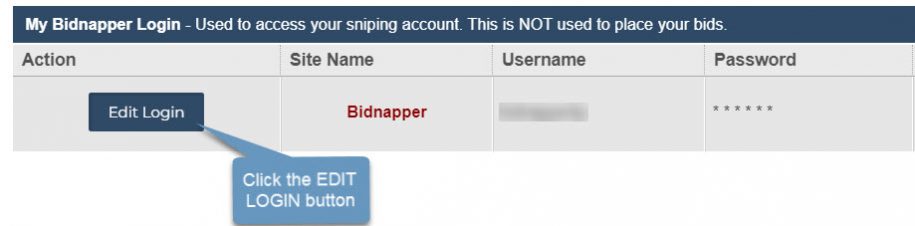 How to CHANGE your Bidnapper LOGIN – Bidnapper