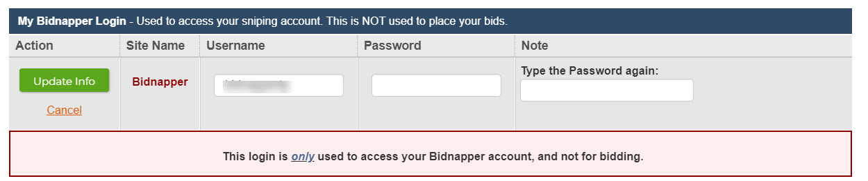 How to CHANGE your Bidnapper LOGIN – Bidnapper