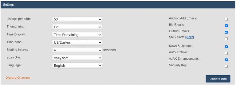 Your MY ACCOUNT Menu – Bidnapper